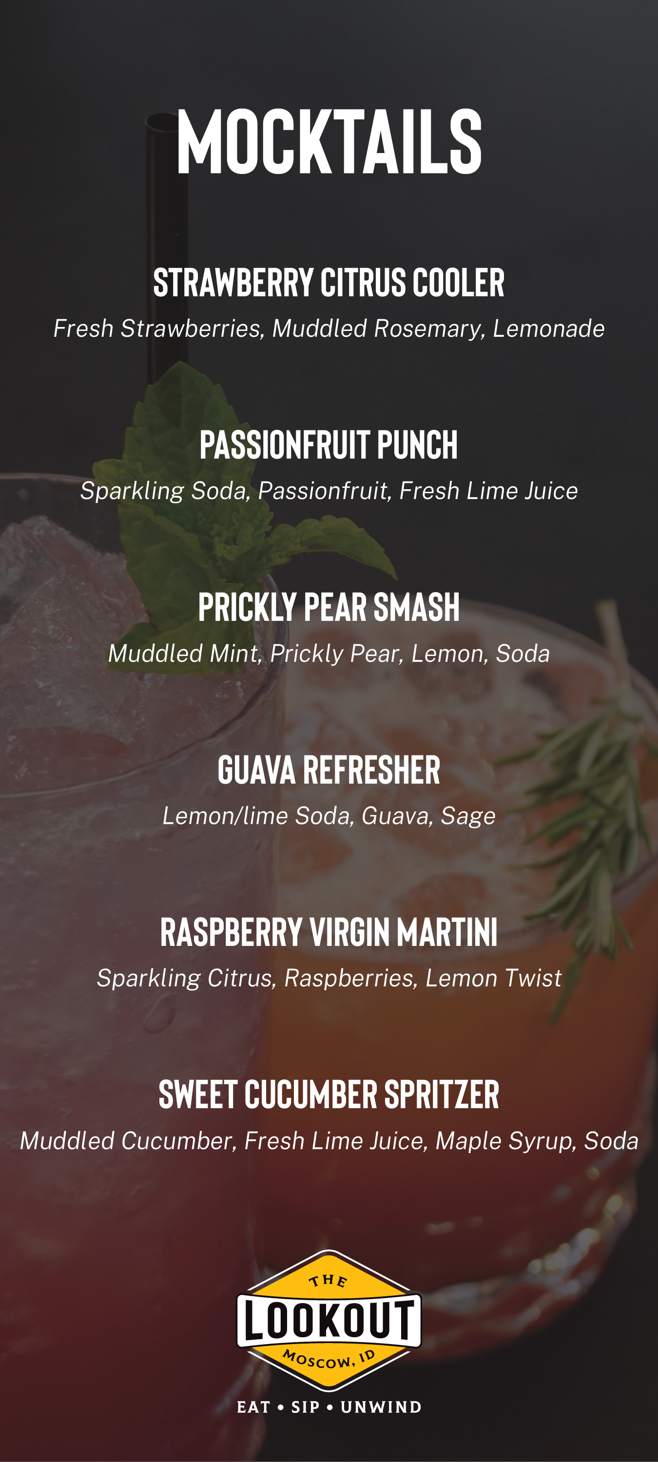 Menu | The Lookout Restaurant & Bar